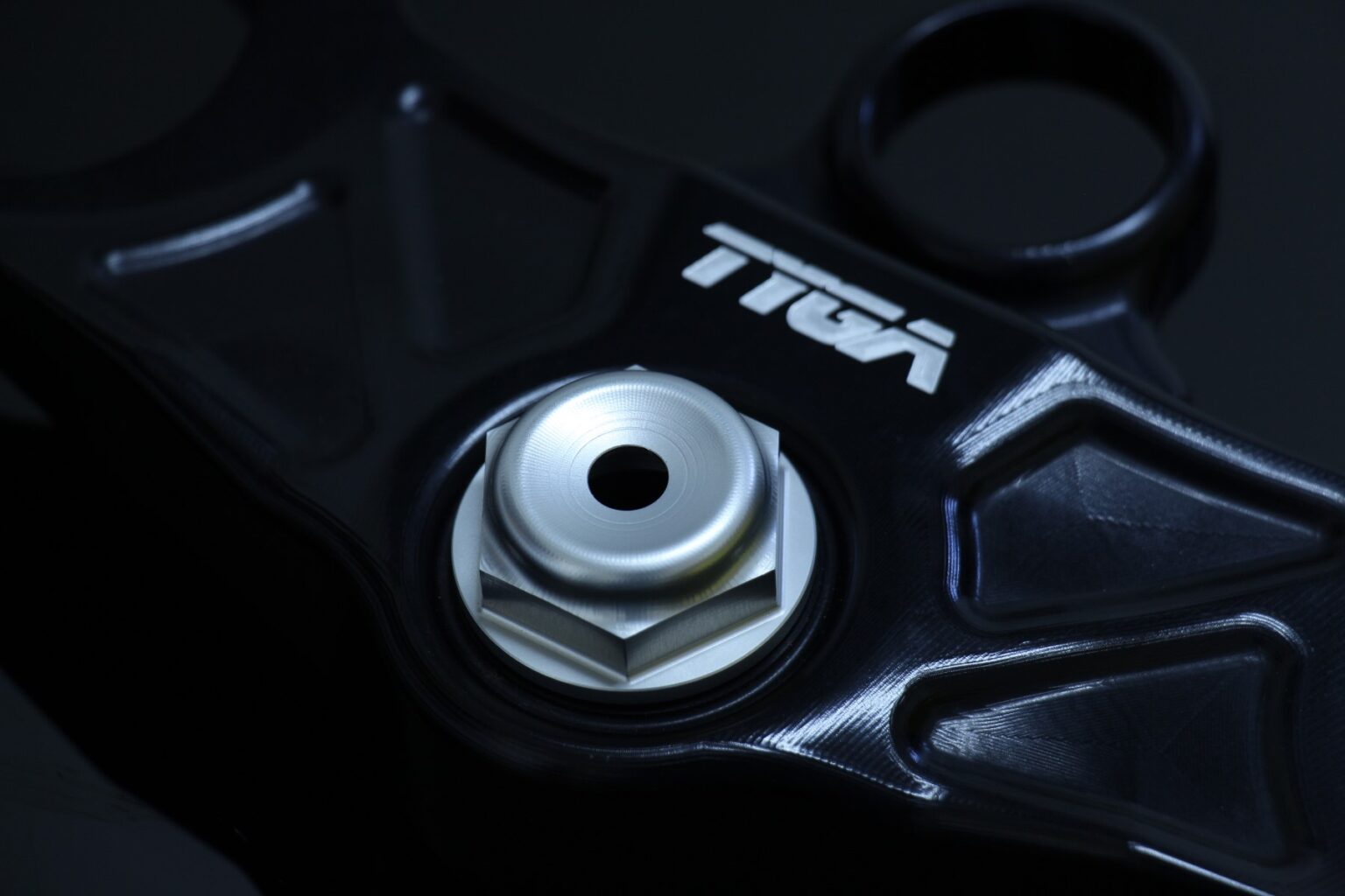 Triple clamp set 3D, Black top clamp/Silver lower clamp, Aprilia RS250 ...